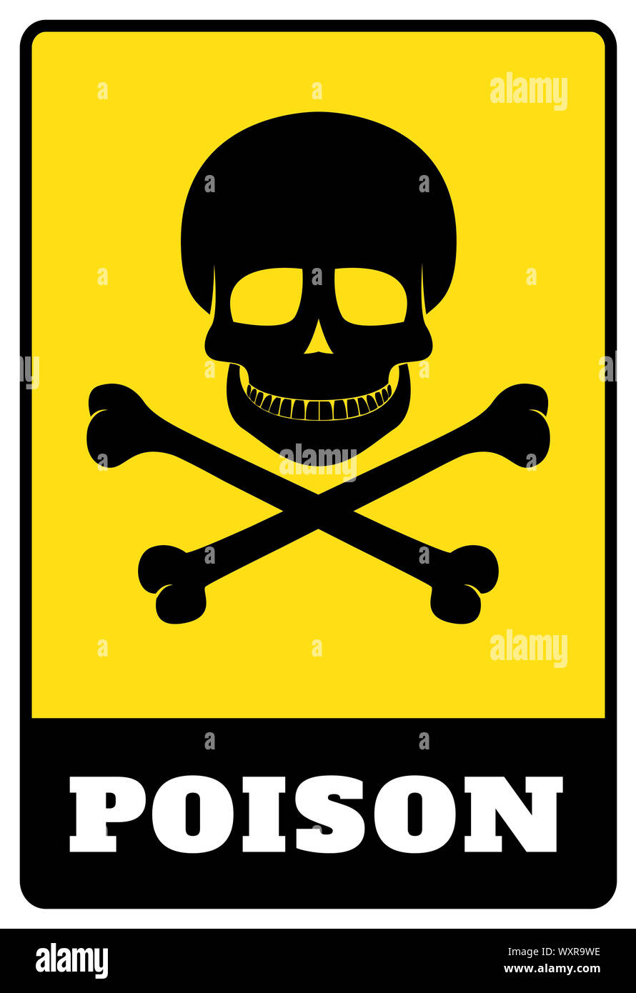 Poison Sign on yellow rectangle Board Stock Photo - Alamy