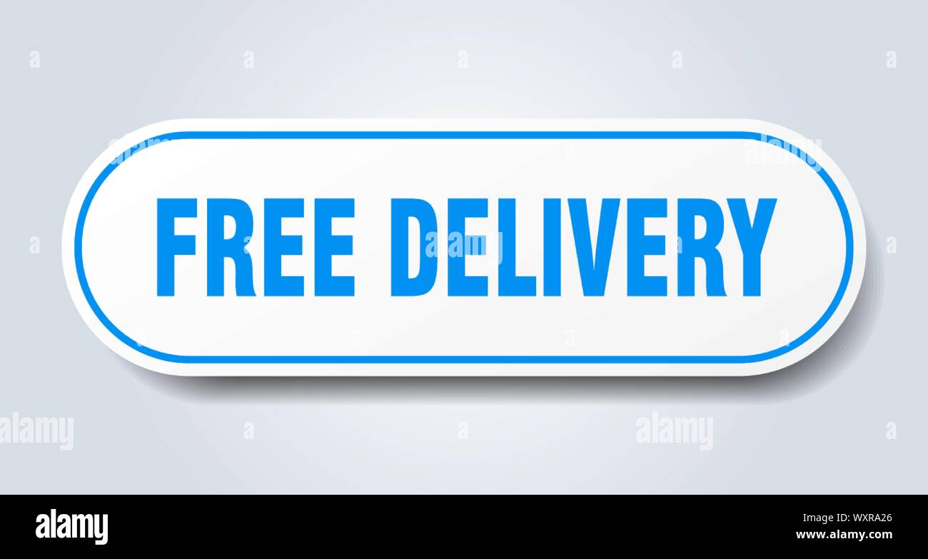 free delivery sign. free delivery rounded blue sticker. free delivery ...