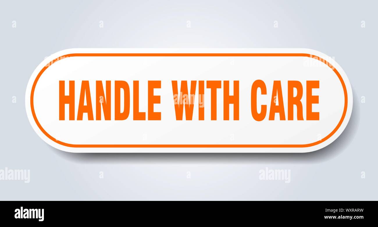 handle with care sign. handle with care rounded orange sticker. handle ...