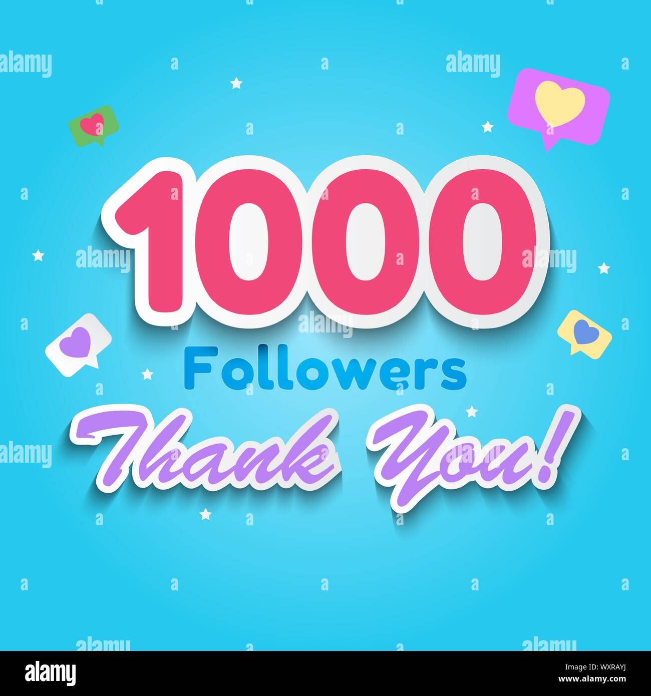 1000 Followers, Thank you Background for Social Network friends. Vector ...