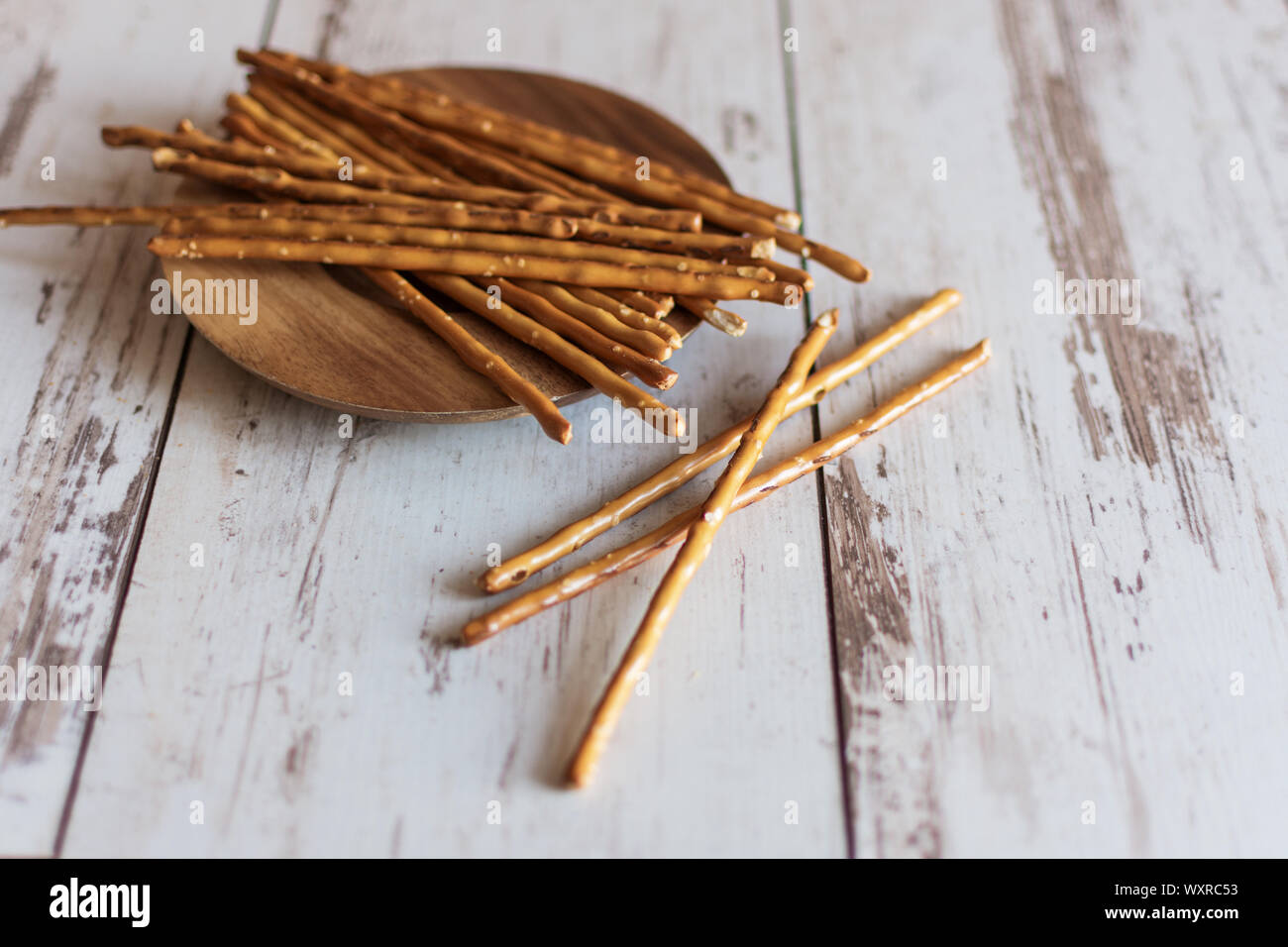 Salted bread sticks, salted straw snack. Crispy bread straw Stock Photo ...