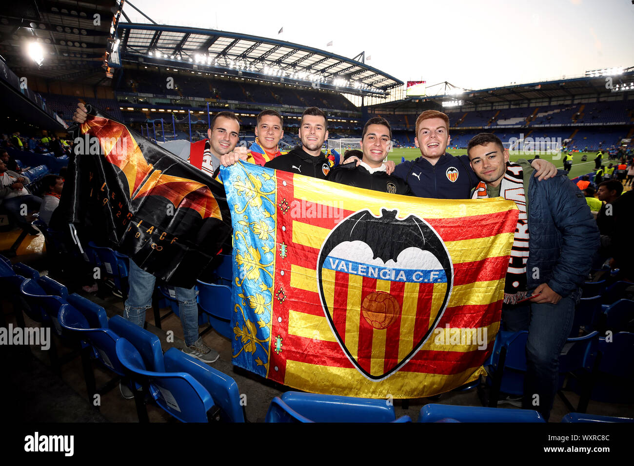 Valencia fans inside the ground before the UEFA Champions League Group ...