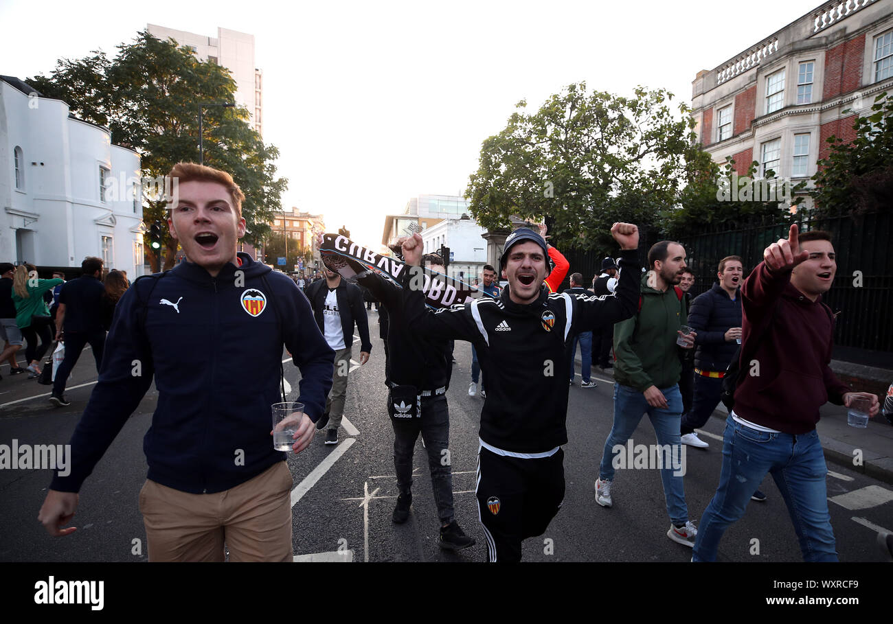 Valencia fans outside the ground before the UEFA Champions League Group ...