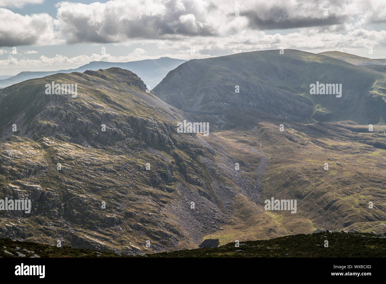 Walk from Llyn Bychan, Roman Steps and Llyn Du to Rhinog Fawr Stock ...