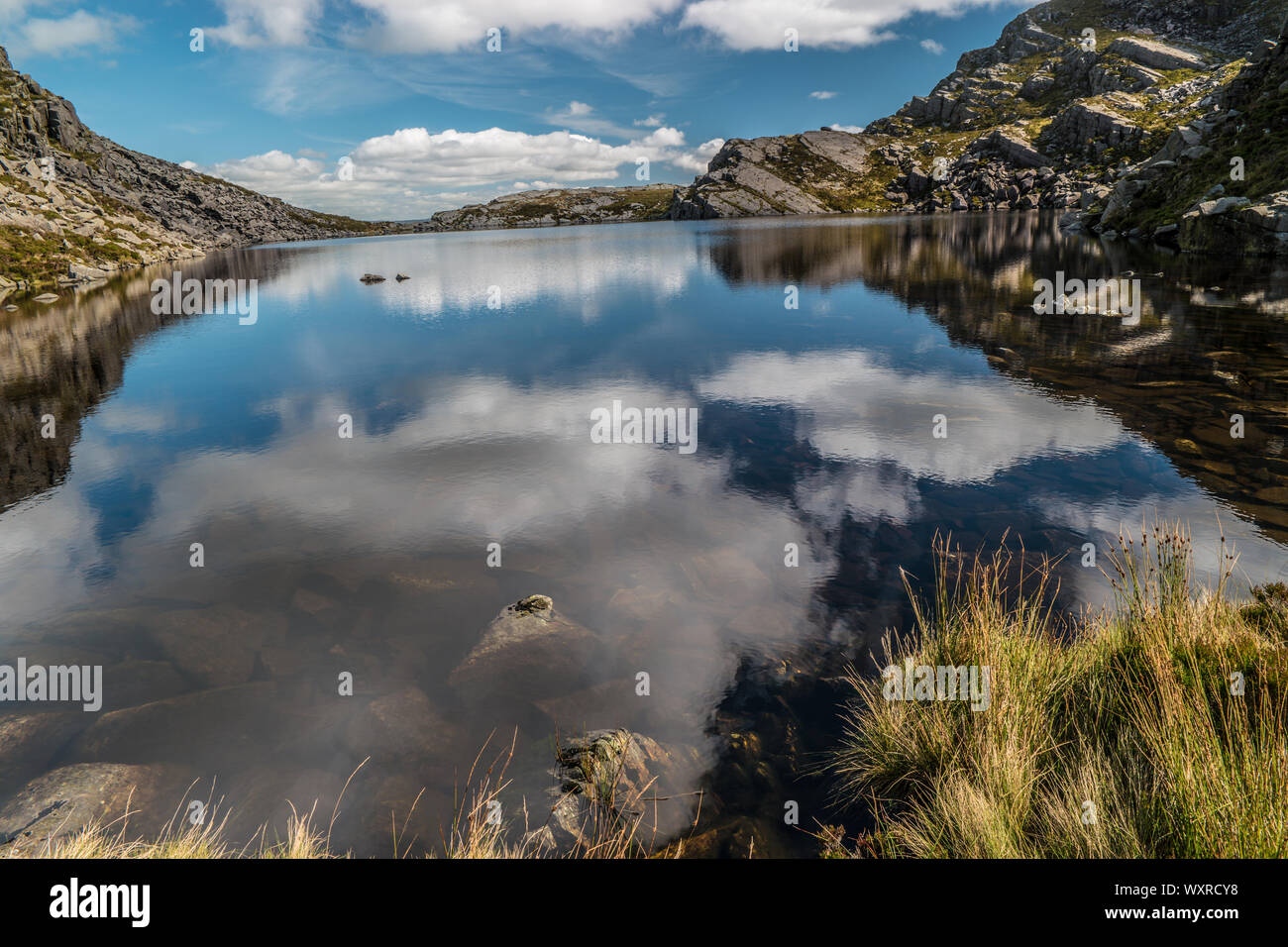 Walk from Llyn Bychan, Roman Steps and Llyn Du to Rhinog Fawr Stock ...