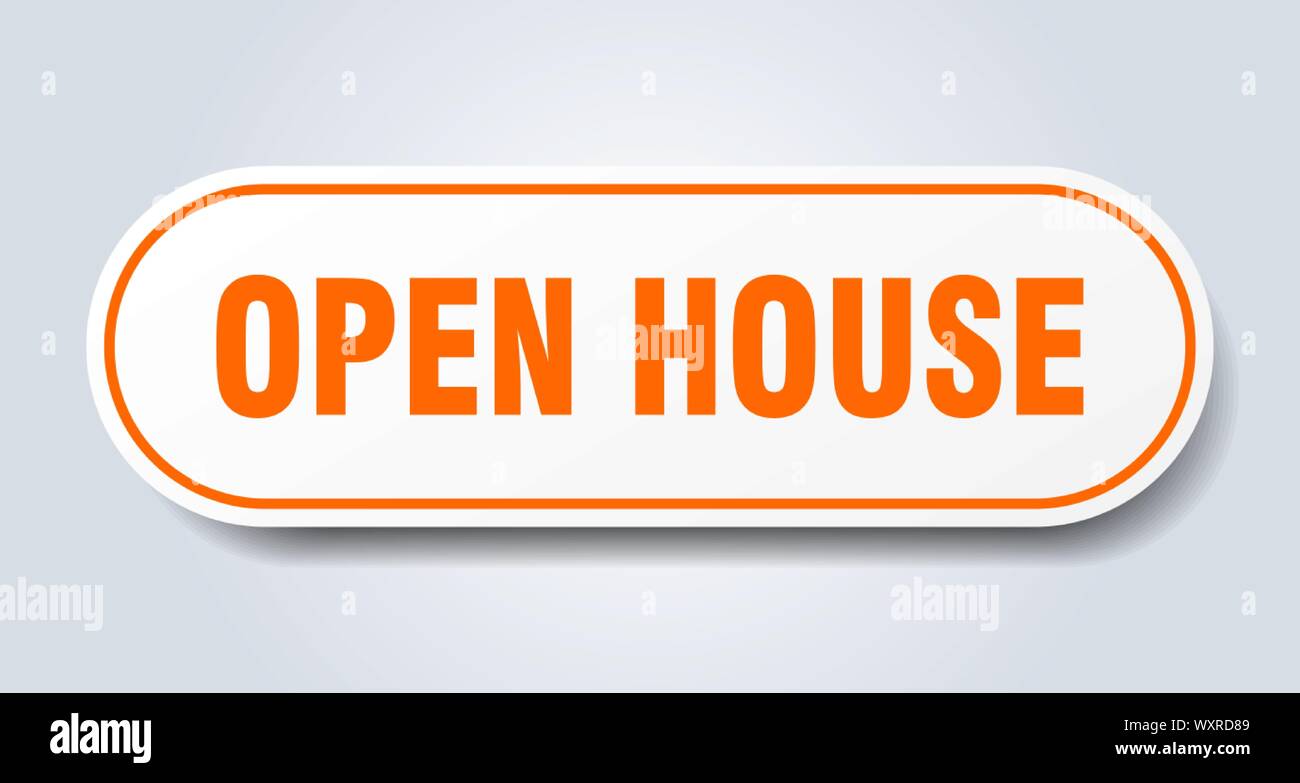 open house sign. open house rounded orange sticker. open house Stock ...