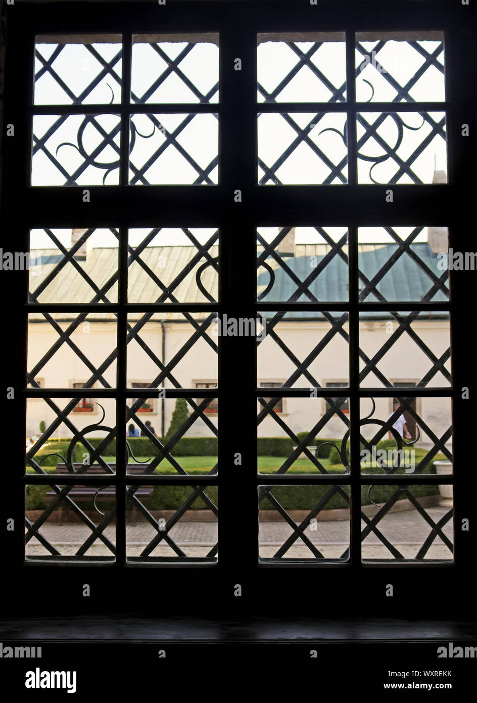 Window with bars in medieval Cerveny Kamen (Red Stown) Castle near ...