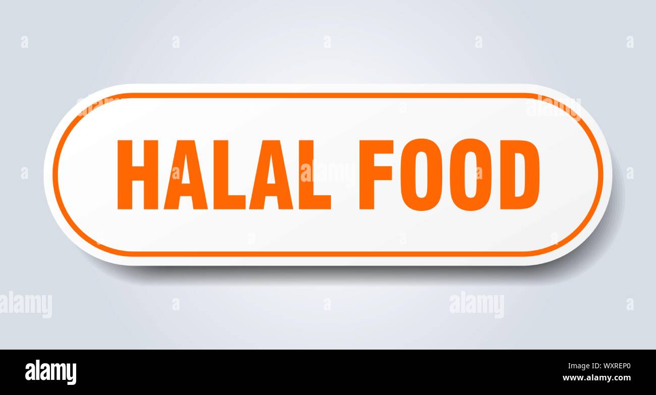 halal food sign. halal food rounded orange sticker. halal food Stock ...