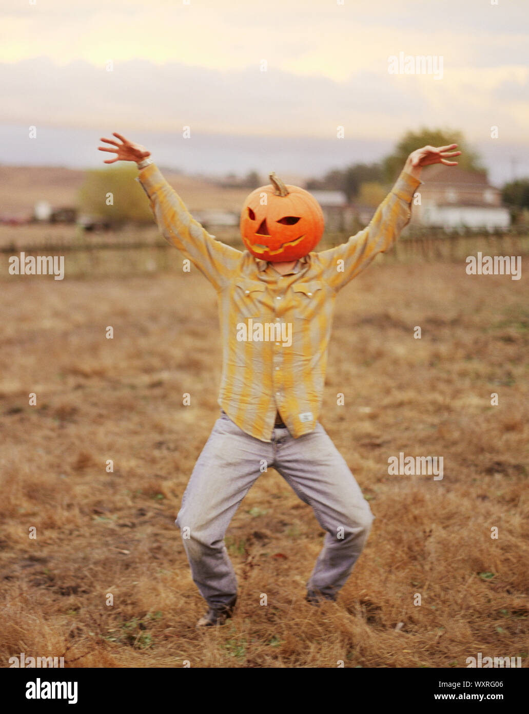 Dancing Pumpkin-head Man Stock Photo - Alamy