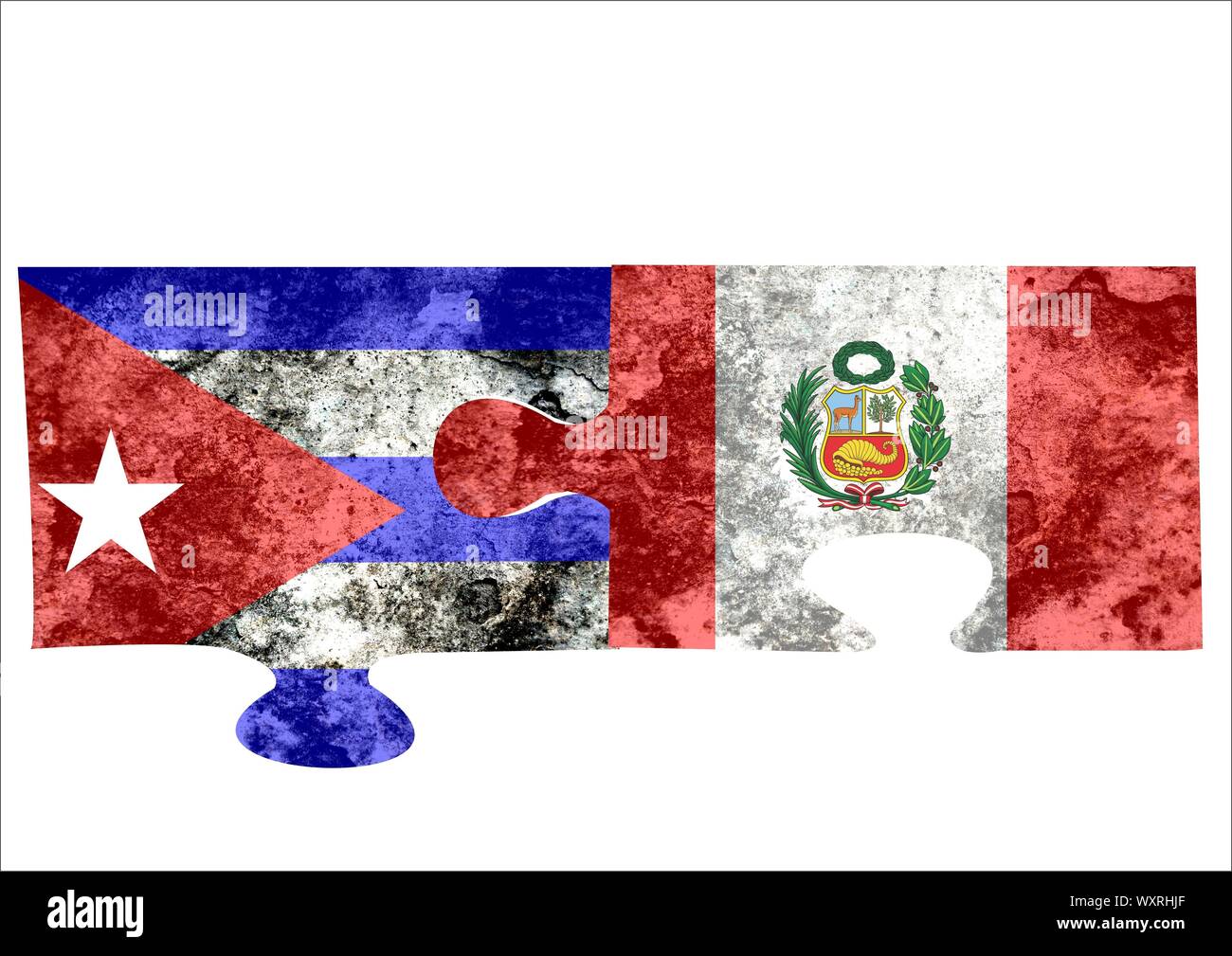 Peru flag puzzle, peruvian flag united with other country flag Stock ...