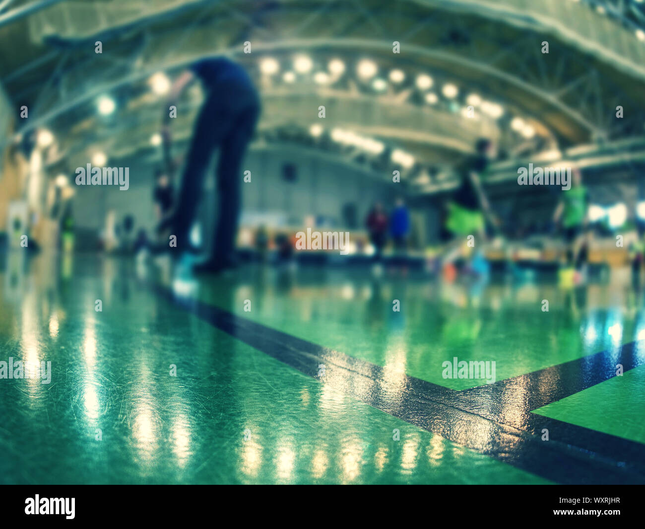 Indoor sports hall. Football futsal court or field, futsal floor ...