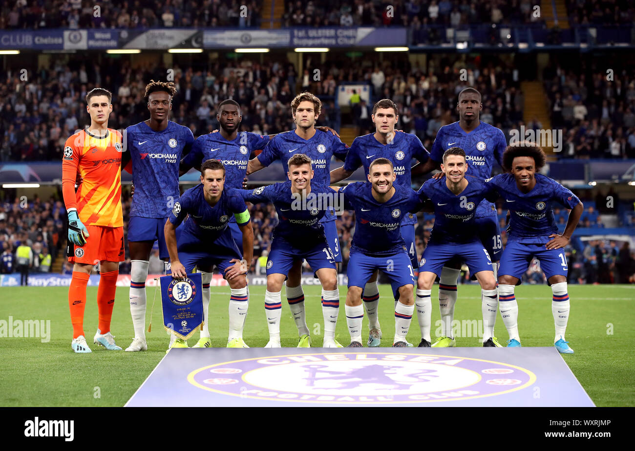 Chelsea team group, Back Row: (left-right) goalkeeper Kepa Arrizabalaga ...