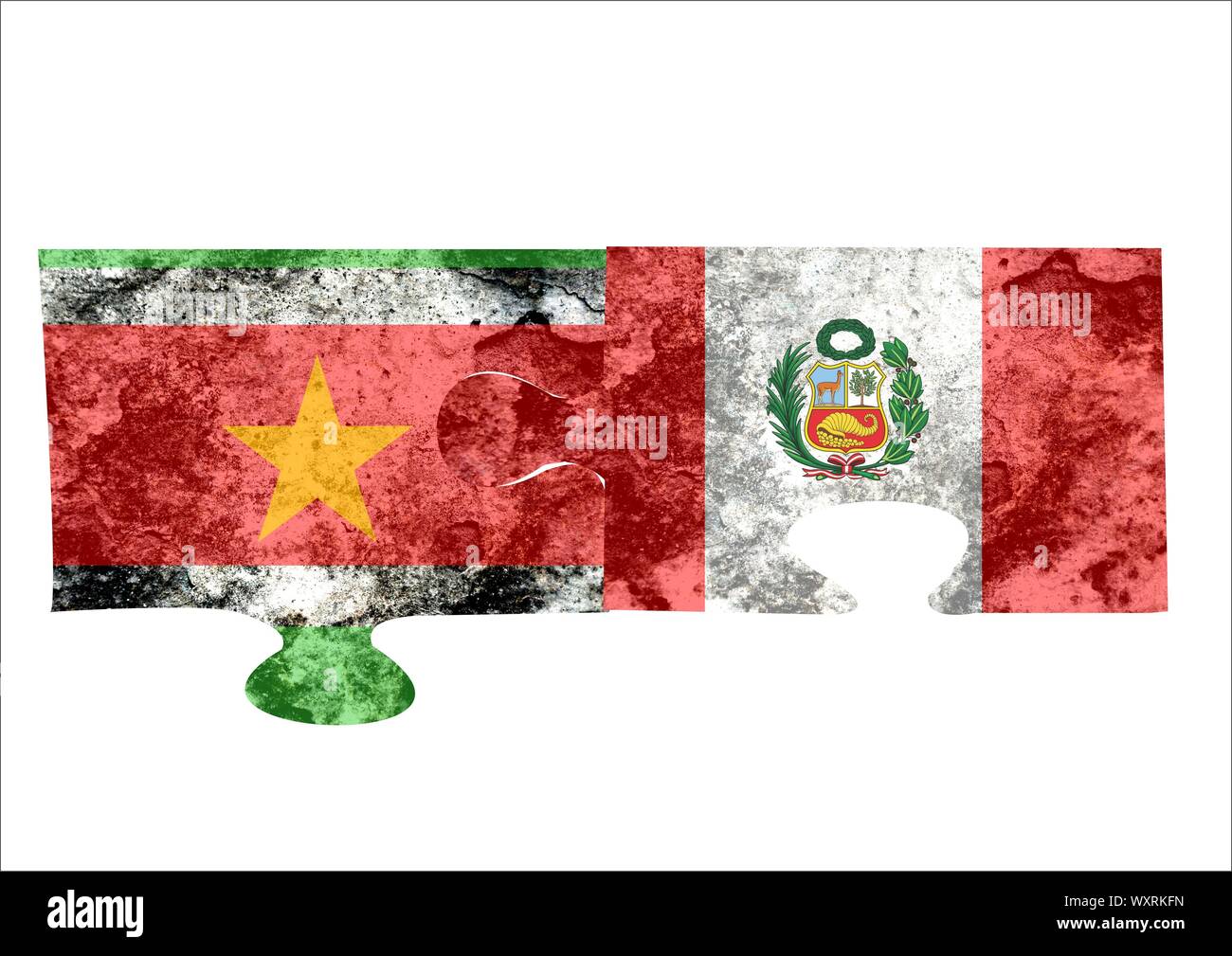 Peru flag puzzle, peruvian flag united with other country flag Stock ...