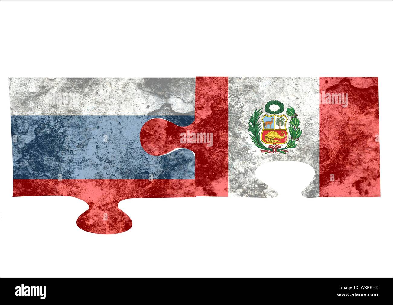 Peru flag puzzle, peruvian flag united with other country flag Stock ...