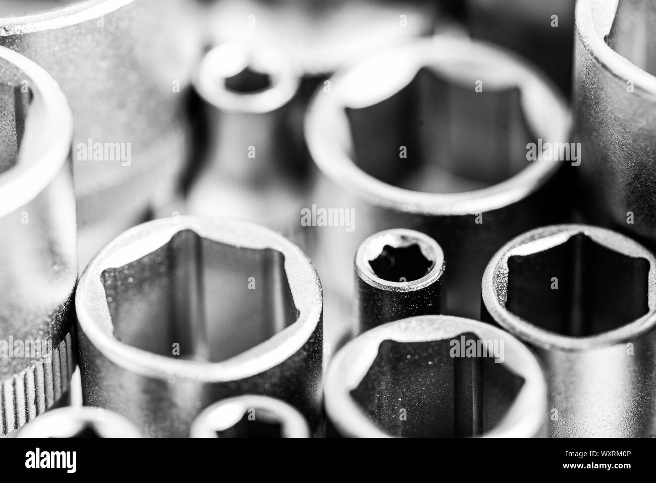 Tools for repair. Chrome mechanics tools set. Shop socket sets hand ...