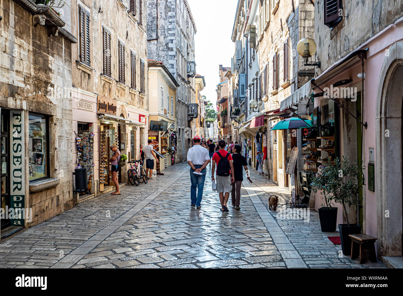 The main street of the old town of Porec. Decumanus Street. Porec ...