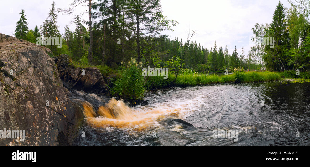 Ruskeala waterfalls on the tokhmayoki river . Karelia,Panorama Stock ...
