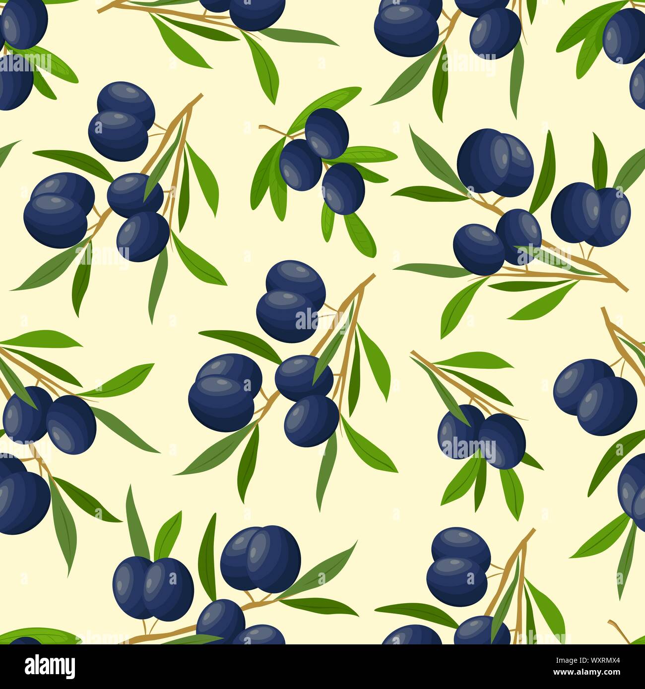 Branches olive tree seamless Stock Vector Images - Alamy