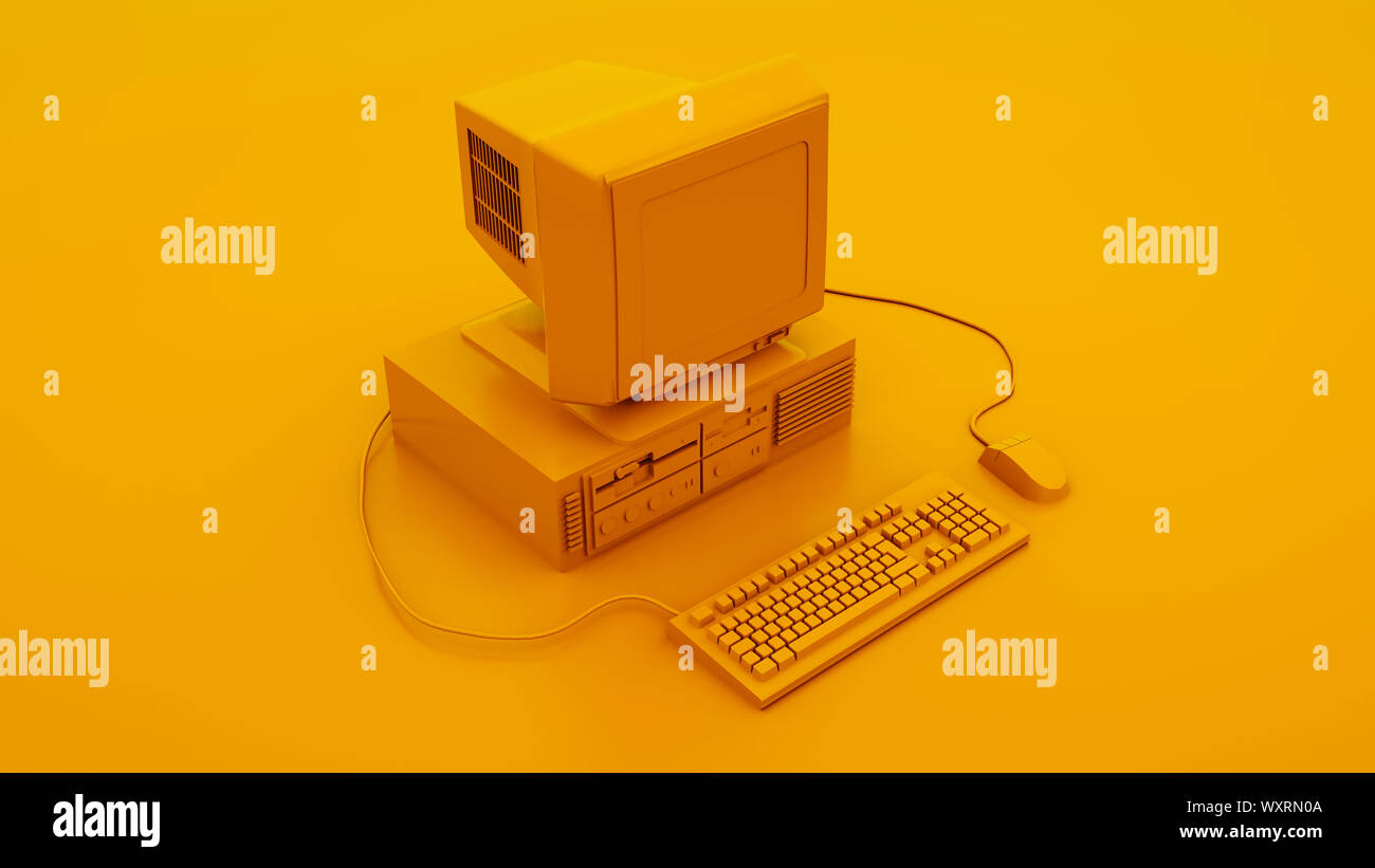 Vintage Computer Keyboard and Mouse. 3d illustration Stock Photo - Alamy