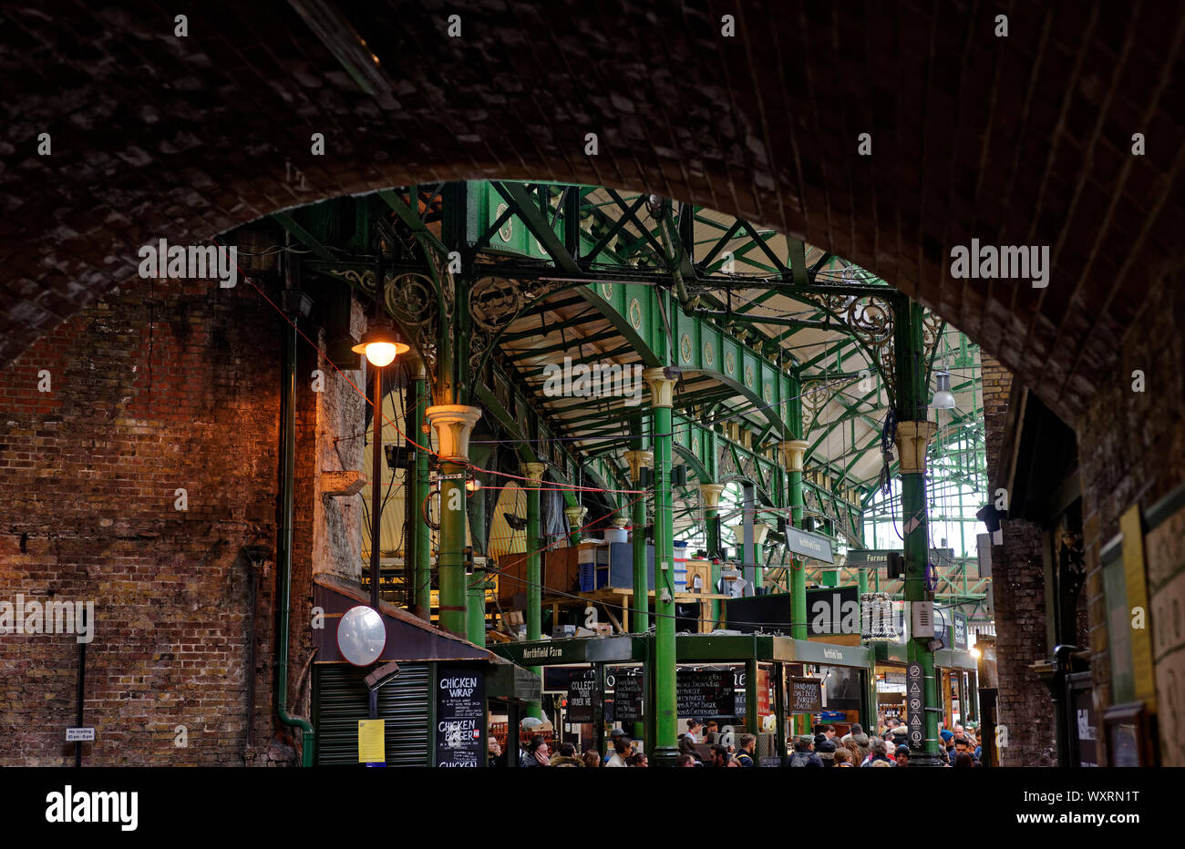 Borough market, Southwark, from under the railway arch viewing the ...