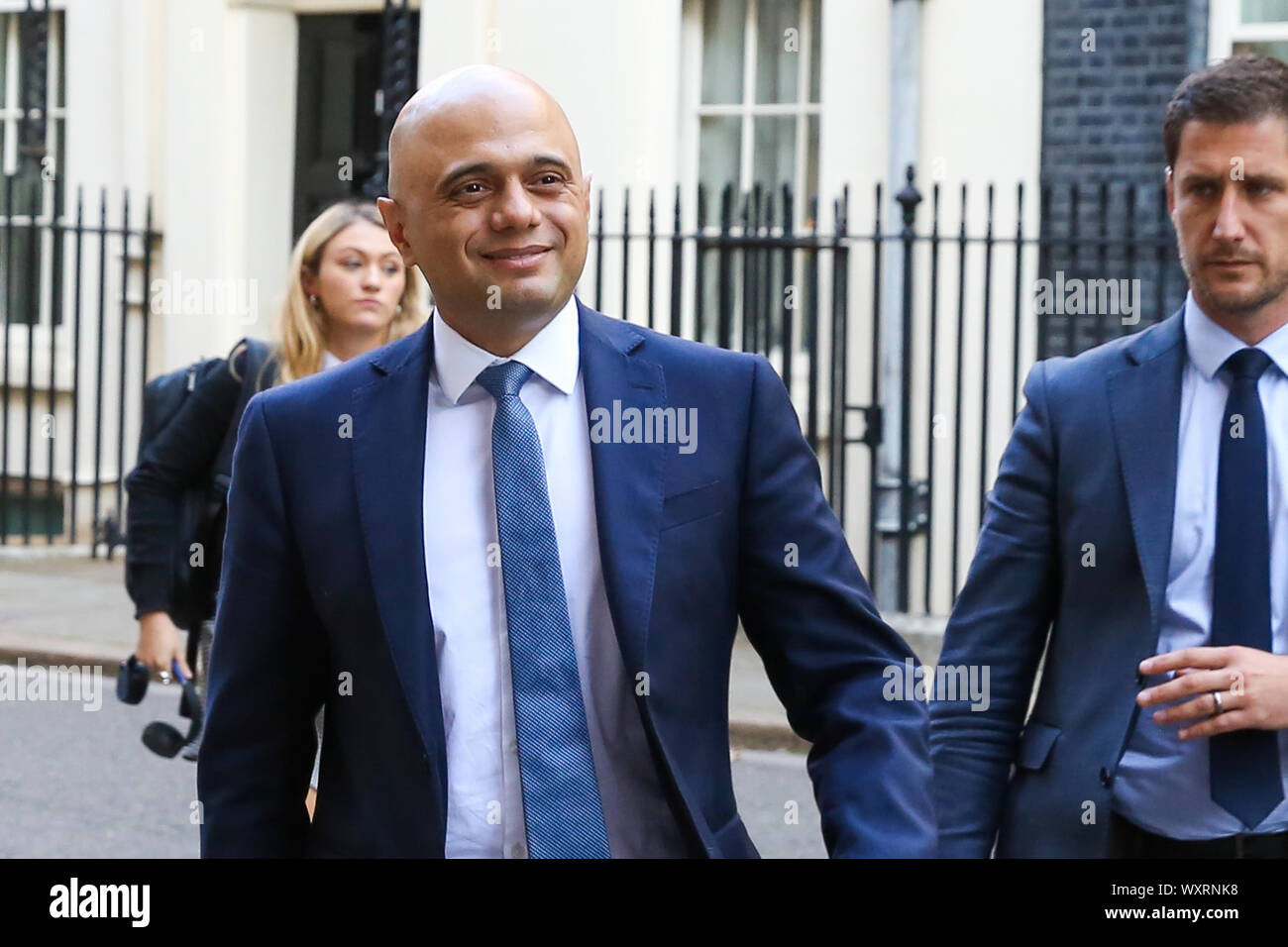 Chancellor of The Exchequer Sajid Javid (C) is seen leaving No 10 ...