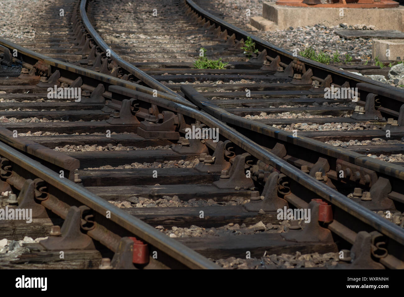 Points on railway track at Toddington Station Stock Photo - Alamy