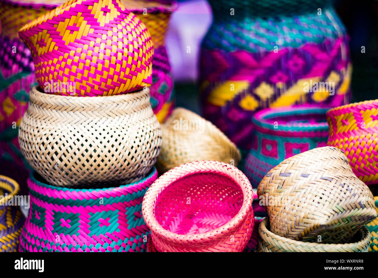 Colourfull Indigenous Guarani indian basket Stock Photo - Alamy