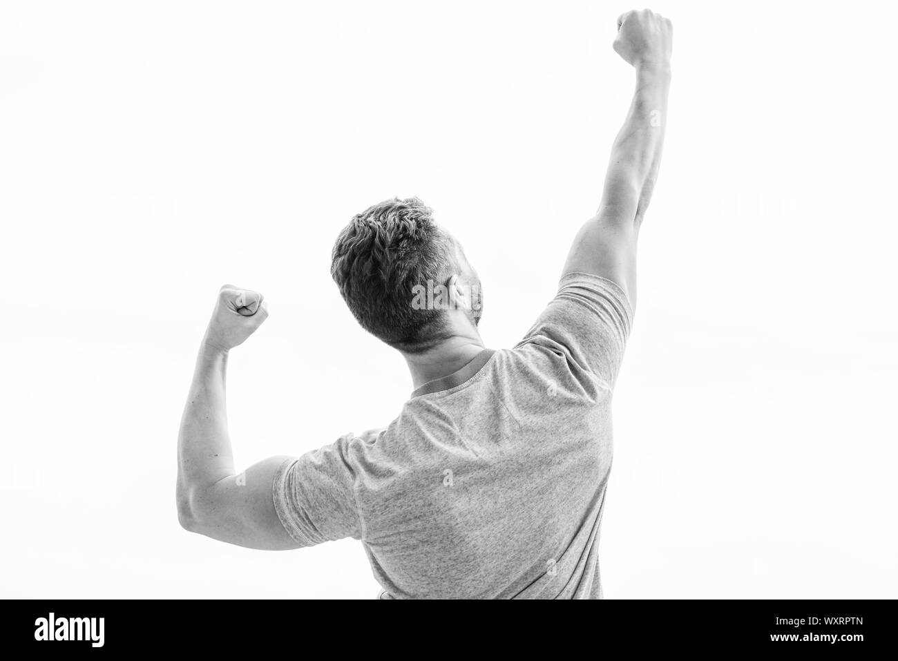 Champion winner. Future concept. Strong muscular body feeling powerful ...