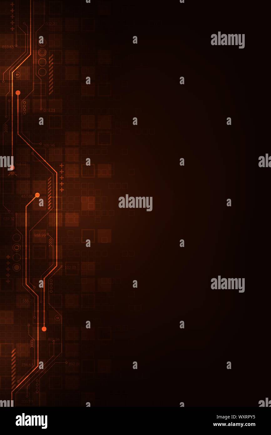Digital circuit design on a dark orange background Stock Vector Image ...