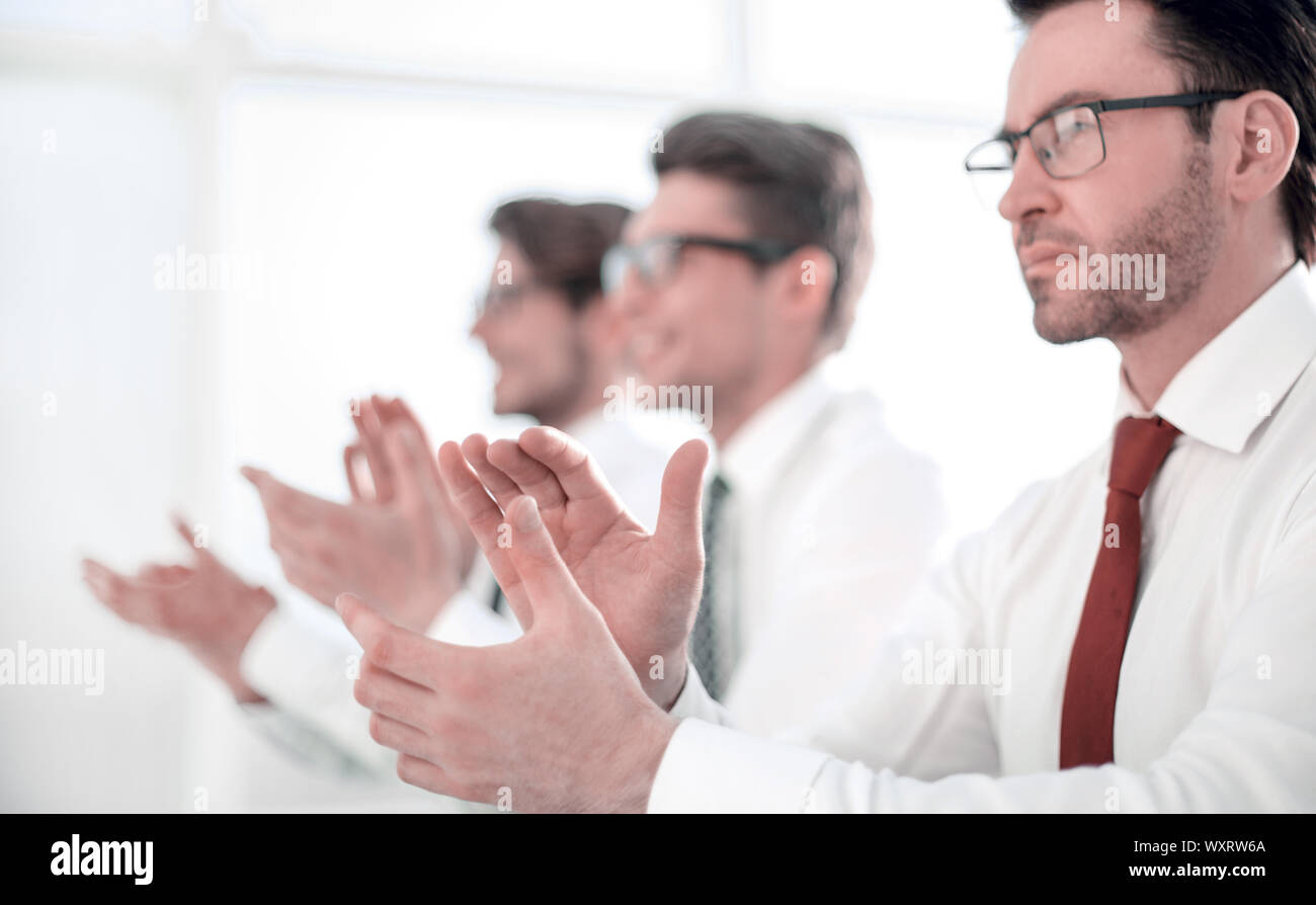 Hands applauding sitting table hi-res stock photography and images - Alamy