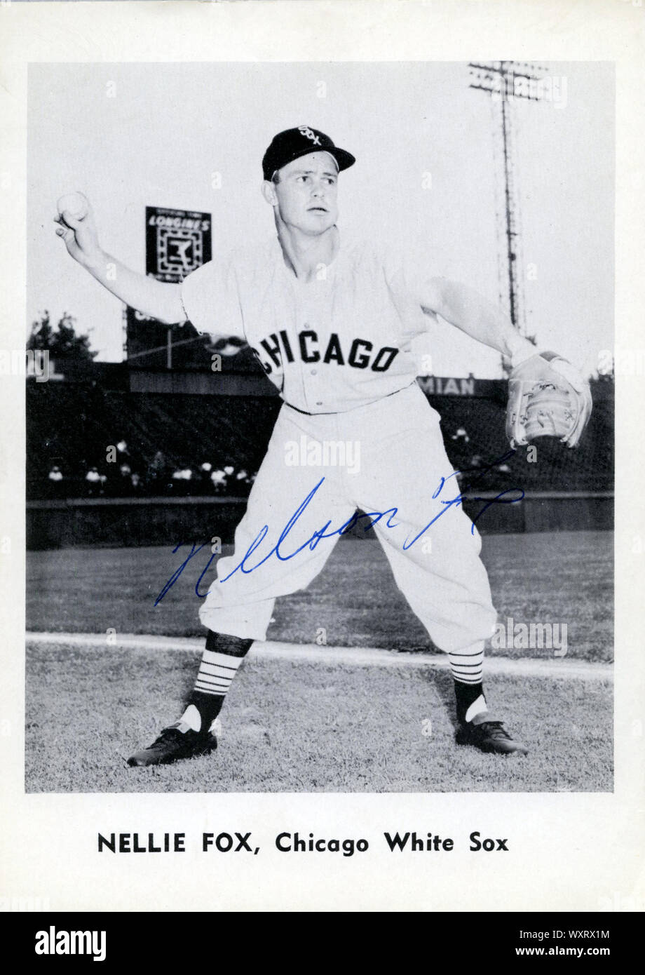 Autographed 1950s era souvenir photo of Hall of fame player Nellie Fox ...