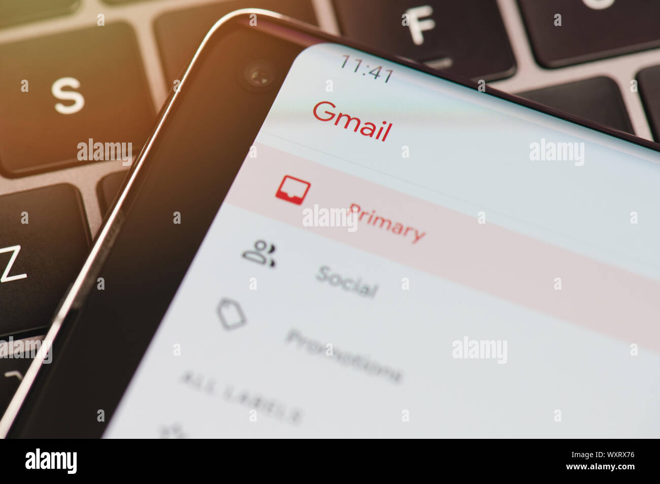 New york, USA - september 17, 2019: Gmail interface menu in smartphone ...