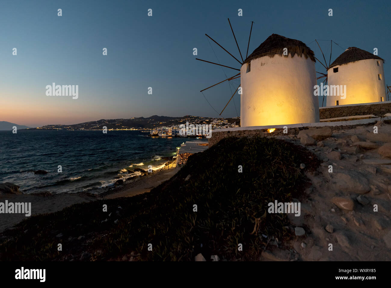 View of Chora village ( Little Venice ) - Mykonos Cyclades island ...