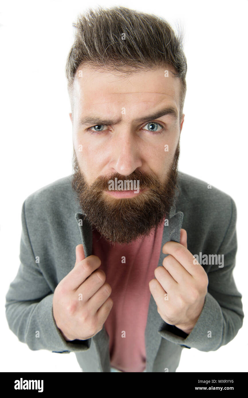No man is born stylish. Stylish hipster wearing elegant jacket with ...
