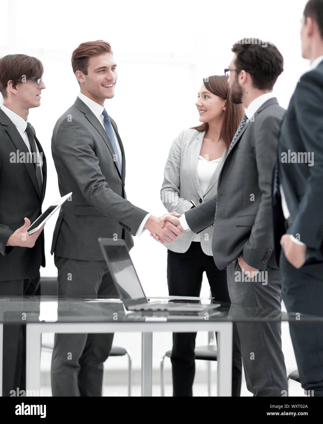 business team and handshake of business partners Stock Photo - Alamy