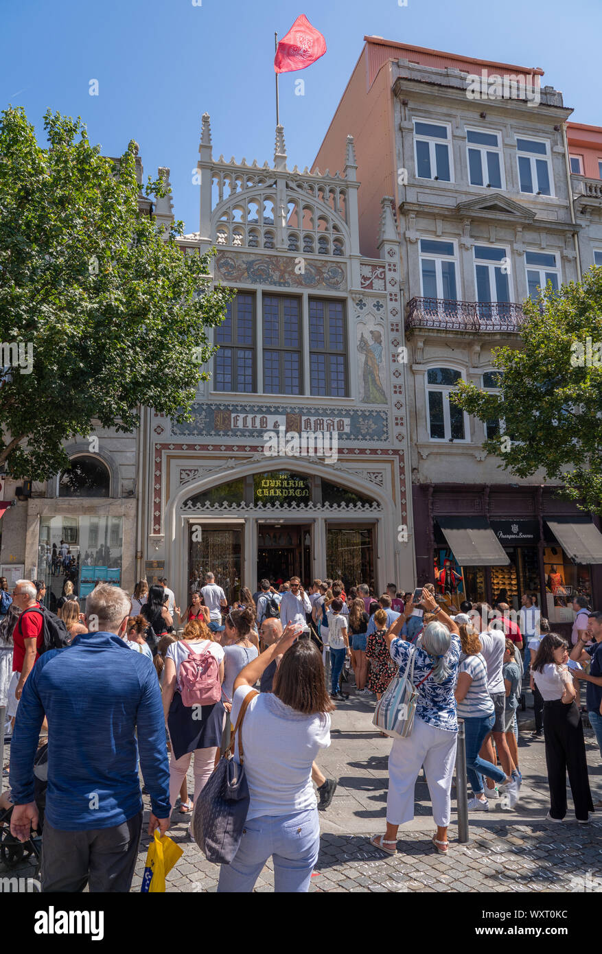 Neo Manueline architecture of famous Lello Bookstore in Porto Stock ...
