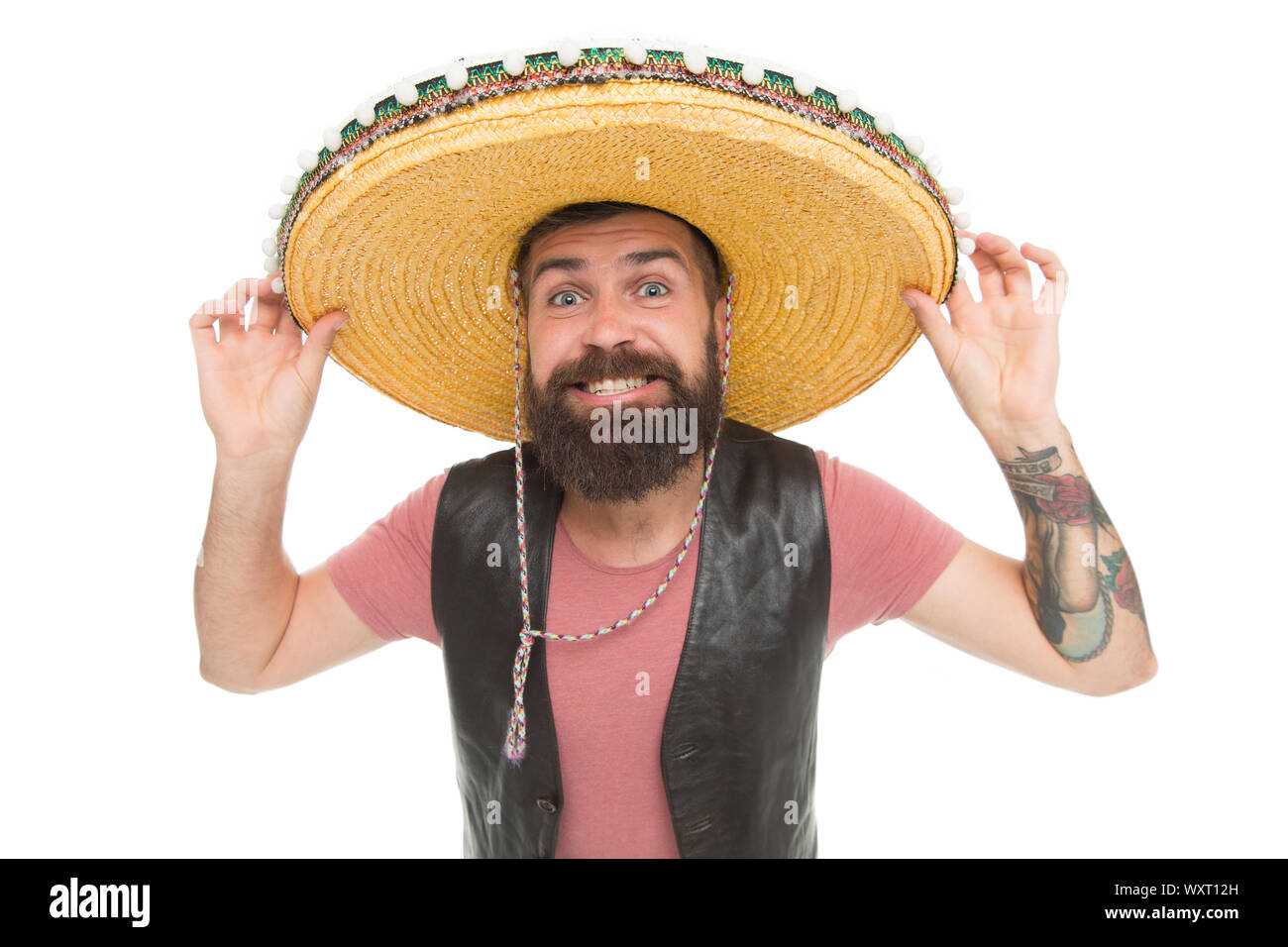 Real macho. Bearded macho wearing sombrero. Mexican macho in south ...