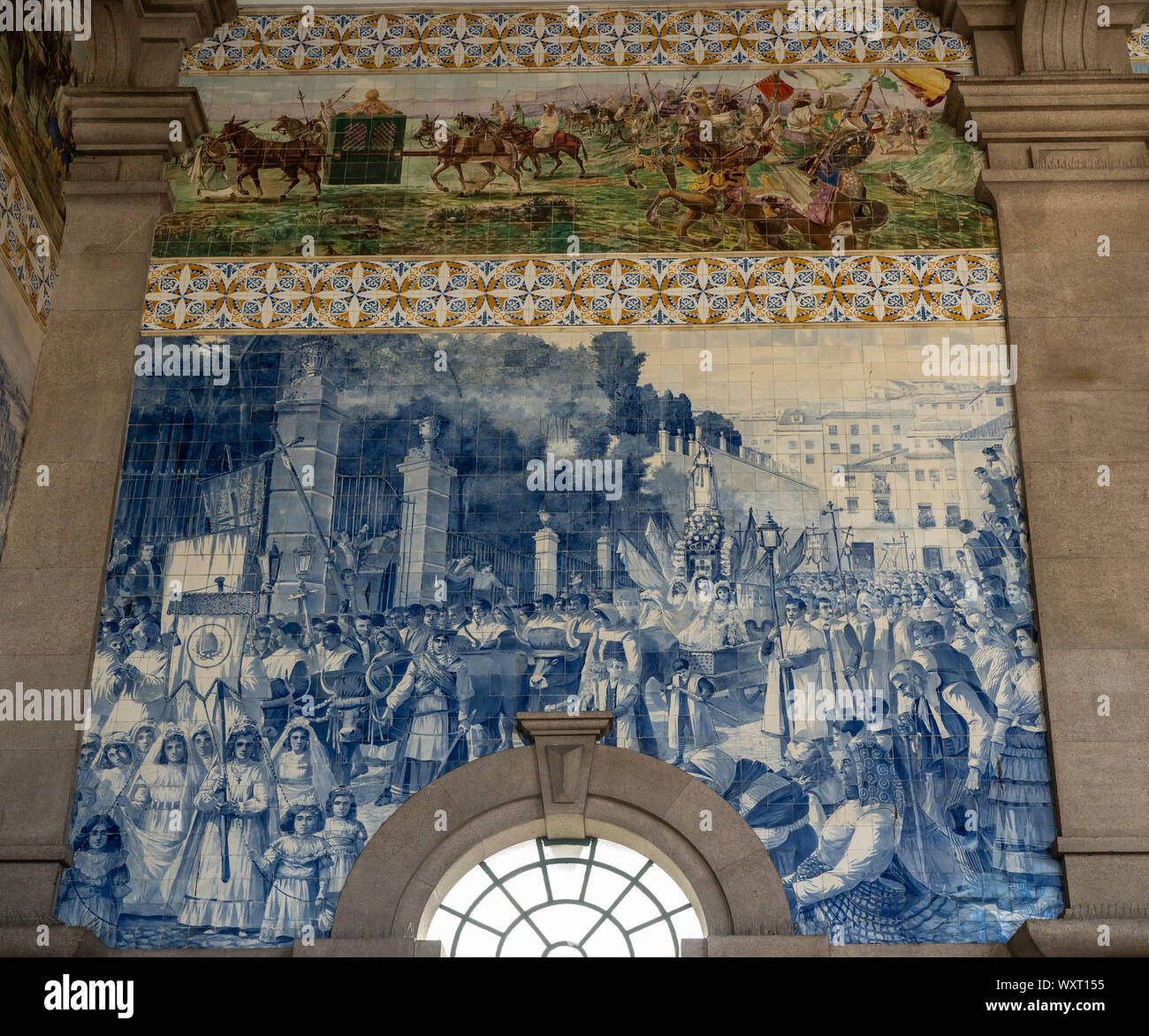 Decorative ceramic tiles surround the interior of the entrance hall of ...