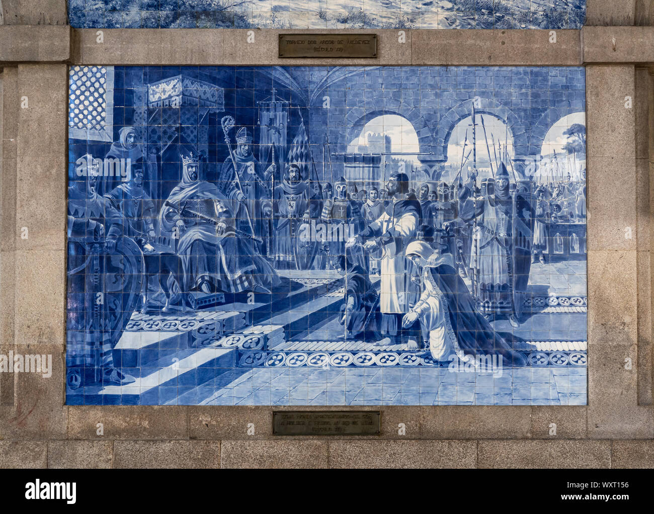 Decorative ceramic tiles surround the interior of the entrance hall of ...