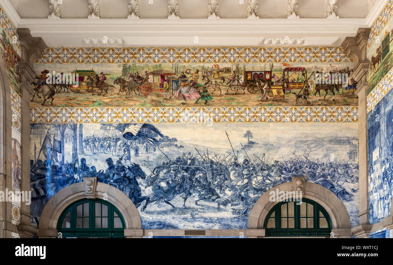 Decorative ceramic tiles surround the interior of the entrance hall of ...