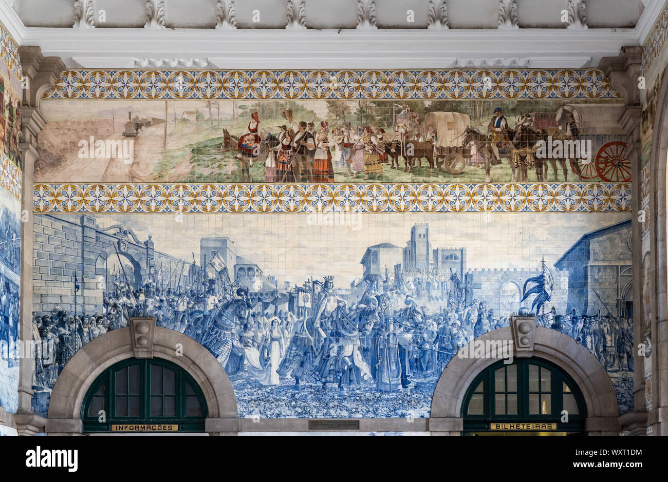 Decorative ceramic tiles surround the interior of the entrance hall of ...