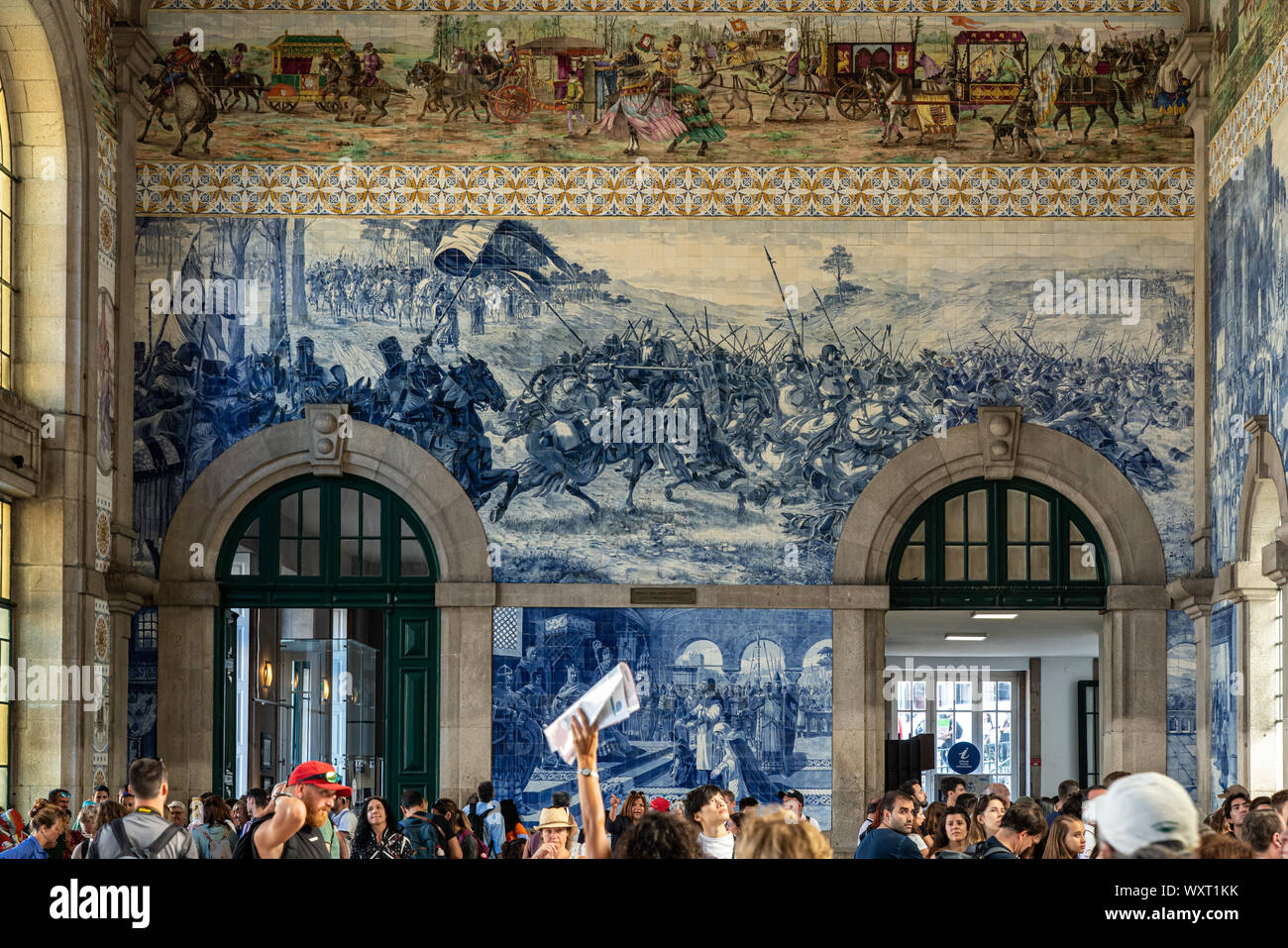 Decorative ceramic tiles surround the interior of the entrance hall of ...