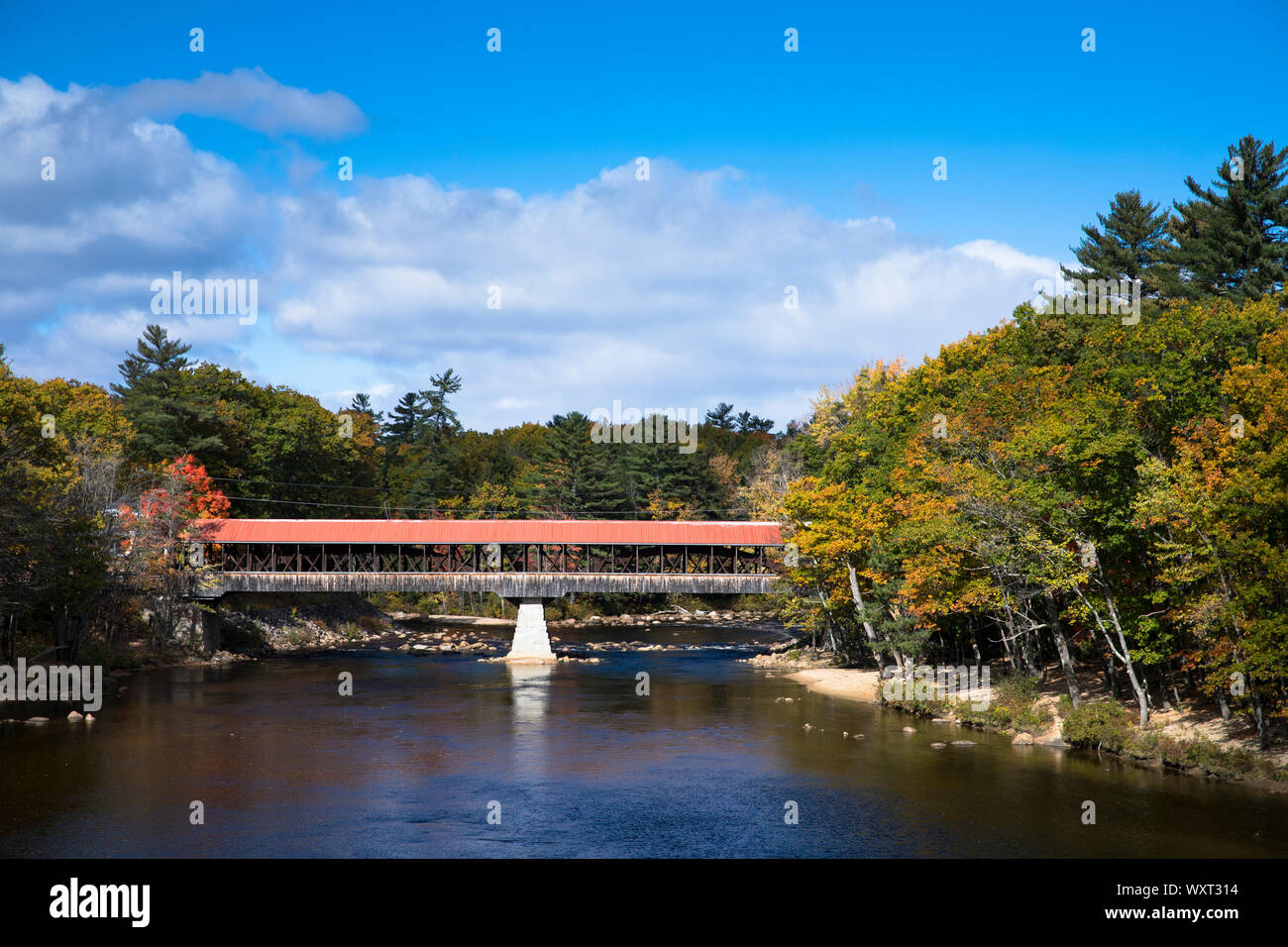 Swift River Bridge built 19th Century a covered bridge at Conway, New ...