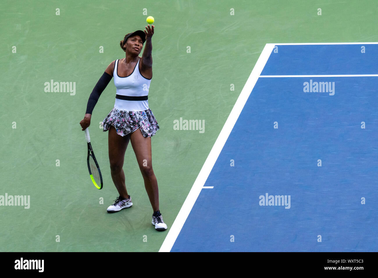 Venus Williams of USA competing in the first round of the Women's ...