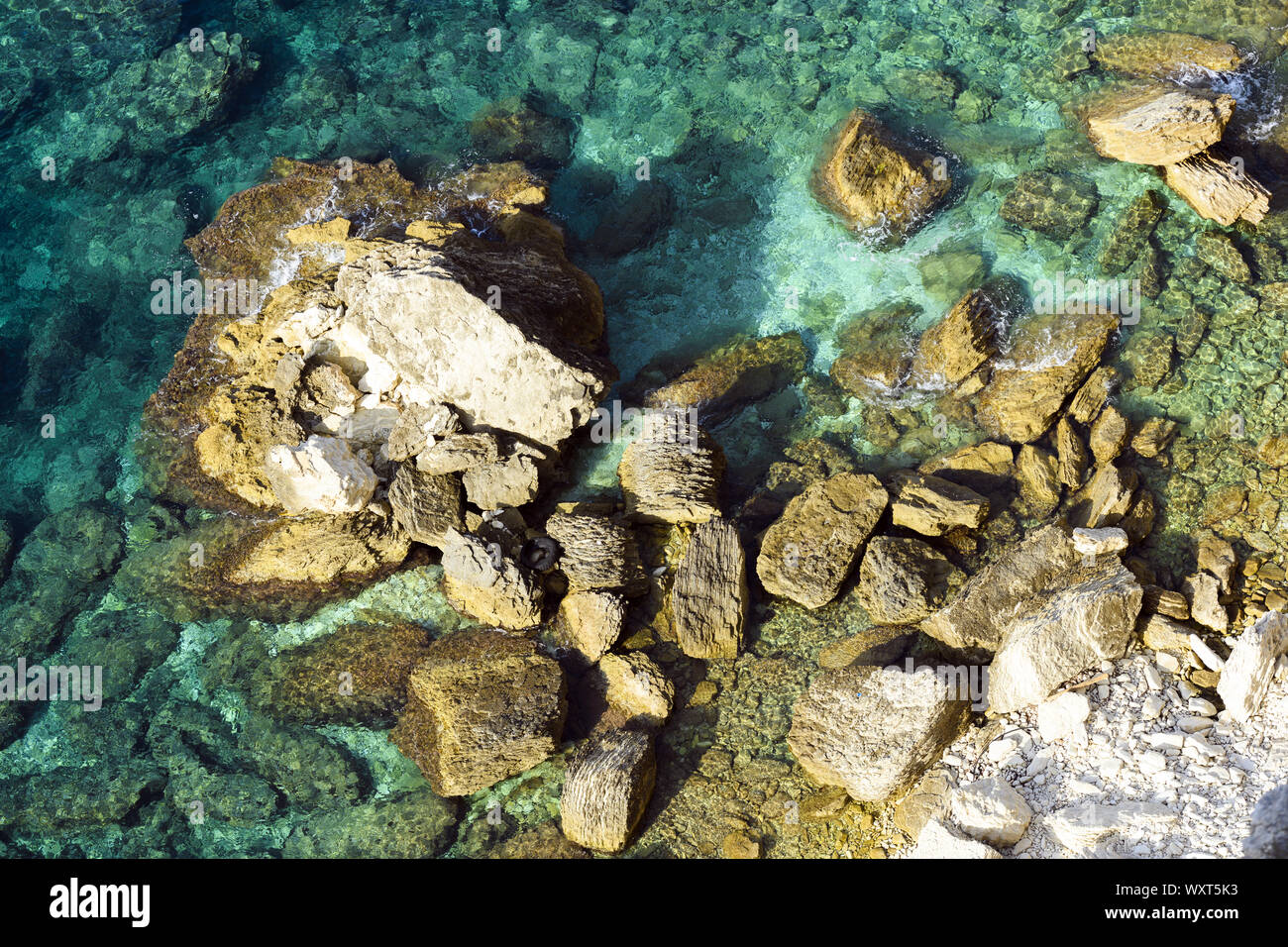 View from above, stunning aerial view of a limestone cliff and rock ...