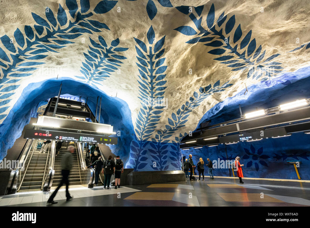 Stockholm, Sweden. September 2019. A view of the T-Centralen Metro ...