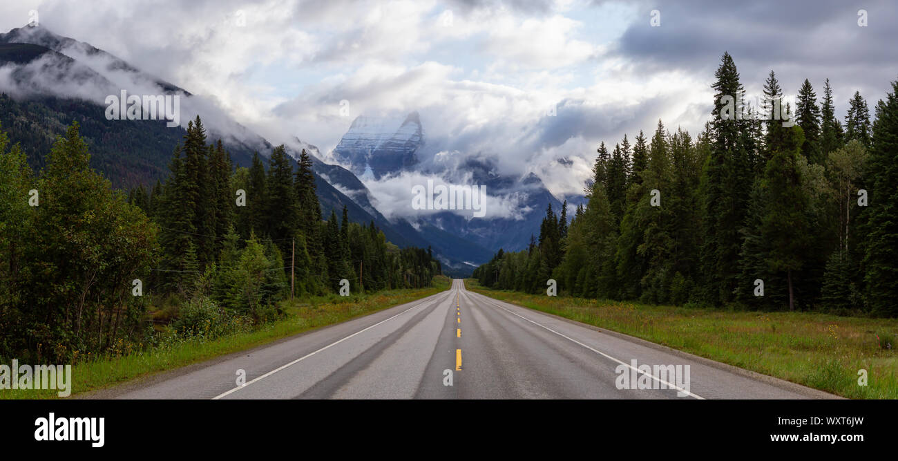 Beautiful Panoramic View of Yellowhead Highway with Mount Robson in the ...