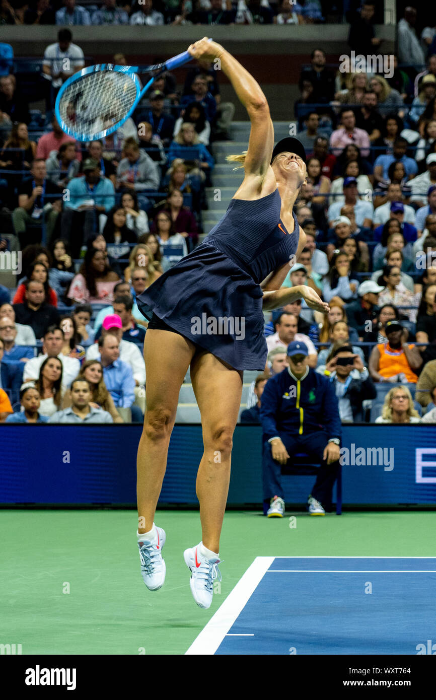 Maria Sharapova of Russia competing in the first round of the Women's ...