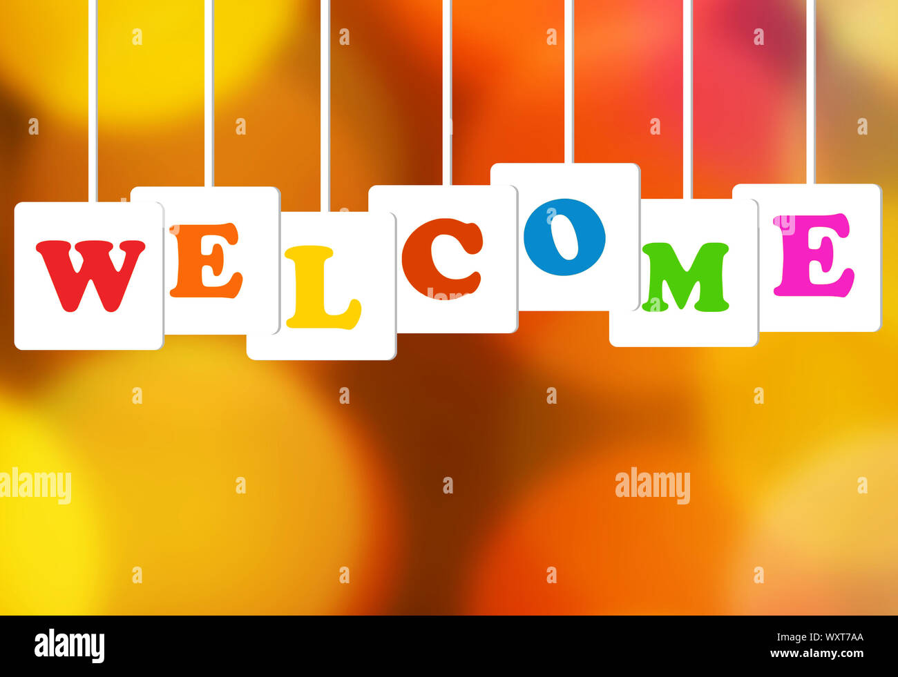 Welcome banner with text concept, copy space Stock Photo - Alamy
