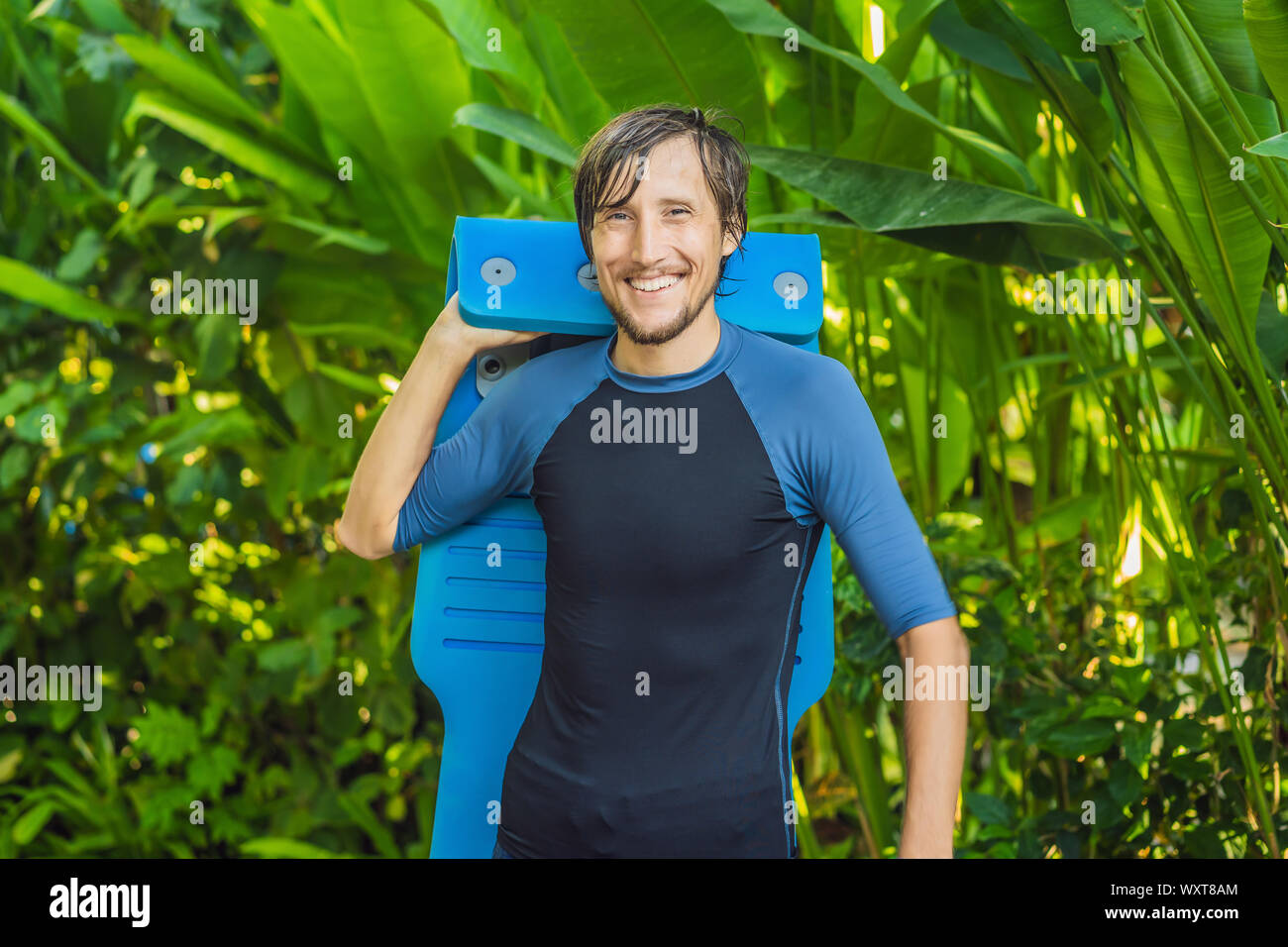 Man having fun at the water park Stock Photo - Alamy